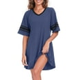 DreamFish Womens Short Sleeve Nightgown, V Neck Lightweight Sleepshirt ...