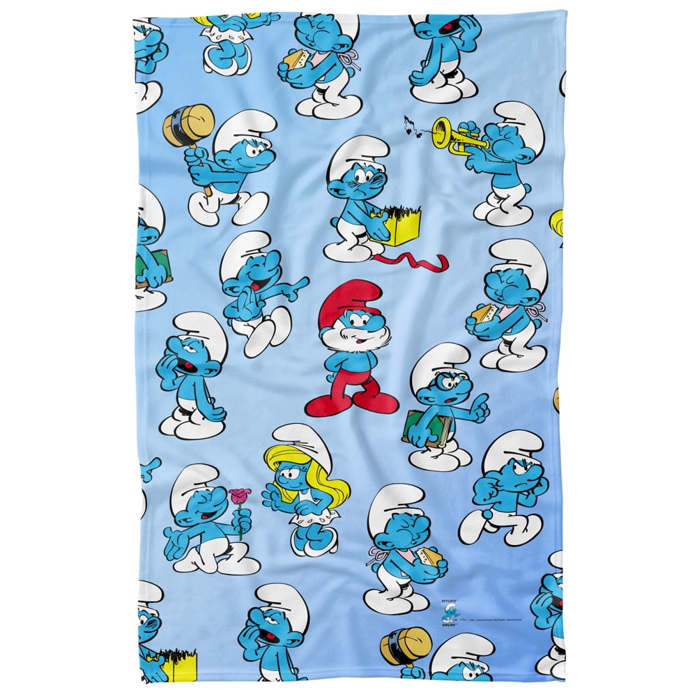 The Smurfs Blanket, 36'x58' Smurfs All Over Fleece Blanket - Walmart.com