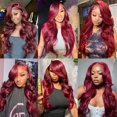 13x6 Hd Lace Frontal Human Hair Wig 99j Colored Body Wave Human Hair ...