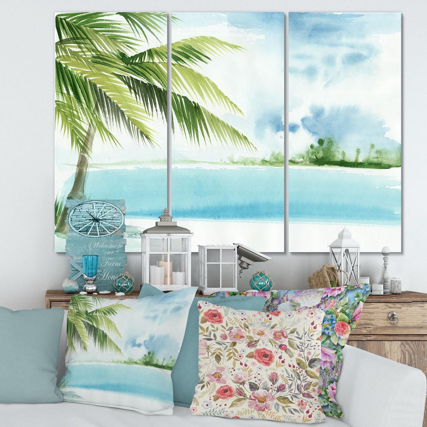 Click here for Designart Palm Beach Resort At Dawn I Canvas Wall... prices