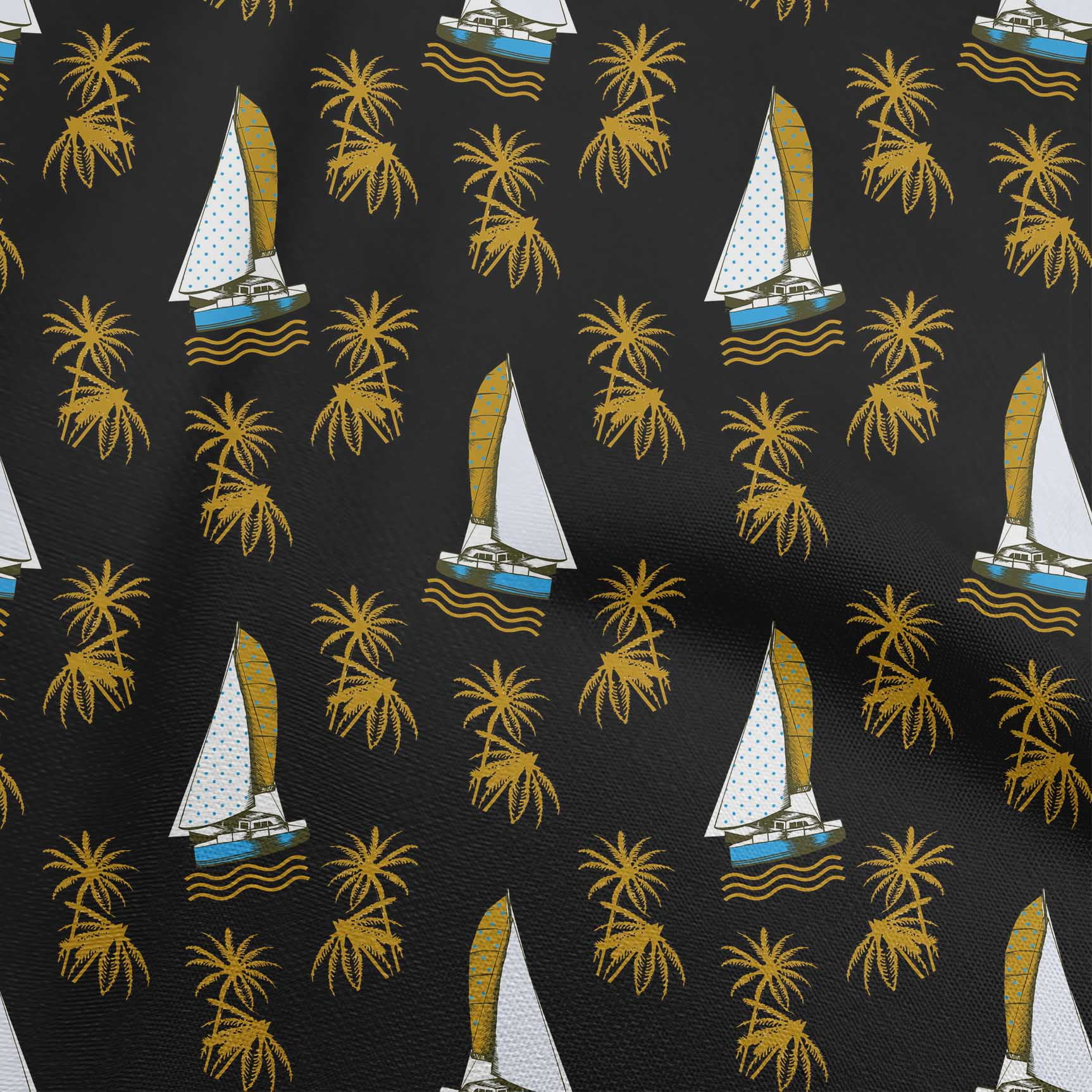 oneOone Silk Tabby Black Fabric Beach Sewing Material Print Fabric By ...