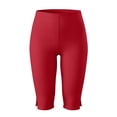 Capri Leggings For Women Fashion Solid Color Split Hem Tight Fit Yoga ...