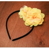 Offray Yellow 4 1/2" Handmade Chiffon Flower With Lace Applique , 1 ...