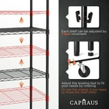 CAPHAUS 4-Tier Commercial Grade Heavy Duty Adjustable Height Wire Shelving w/ Wheels & Leveling ...