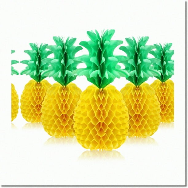 Tropicana Pineapple Party Pack - 6 Honeycomb Centerpieces & Hanging ...