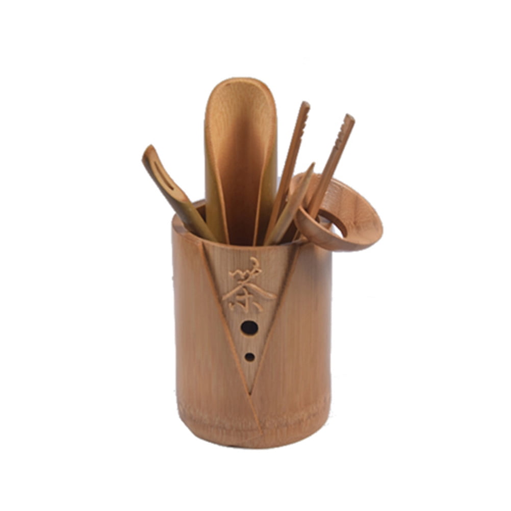 6 Pcs Bamboo Cylinder Chinese Kung Fu Tea Set Carved Korean Style Word ...