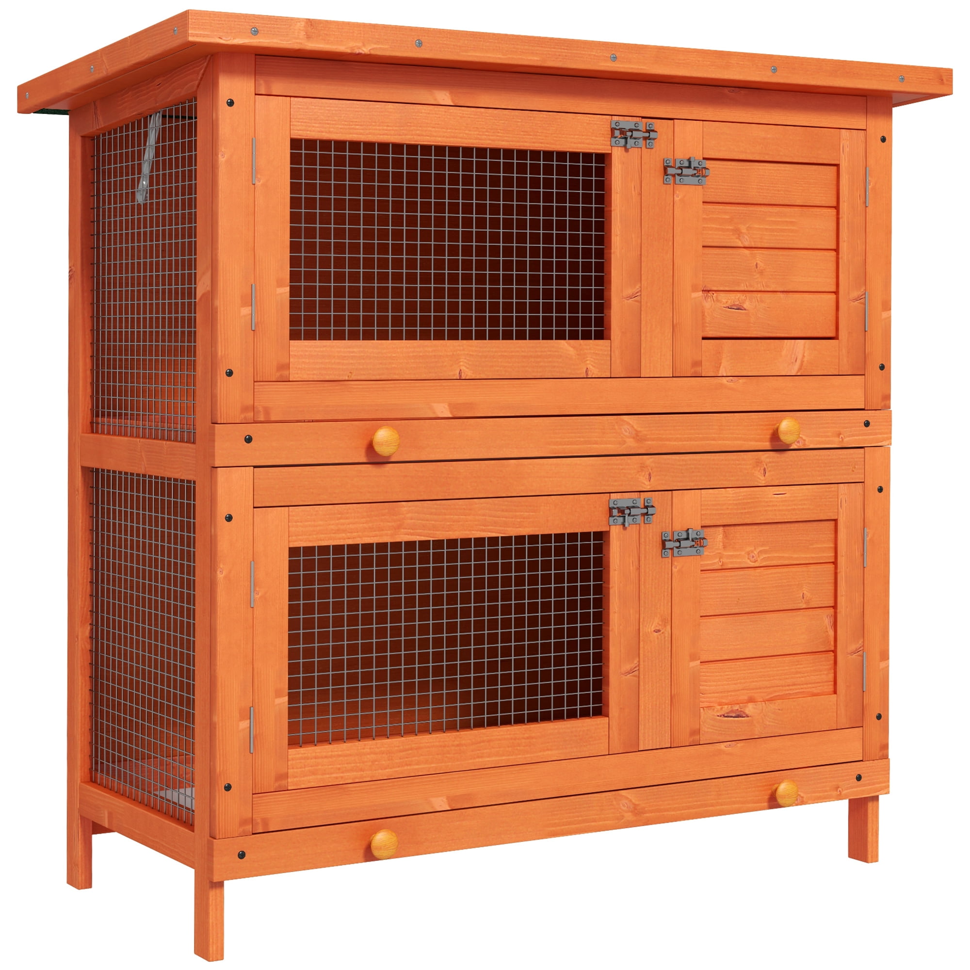 Click here for Pawhut 2-Tier Wooden Rabbit Hutch  Small Animal Ho... prices
