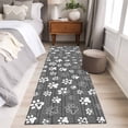 Black Paw Print Hallway Washable Runner Rug 2x6 Modern Classic Black ...