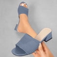 Blue Ladies Open Toe Knitted Slippers Heels Summer Casual Comfort ...