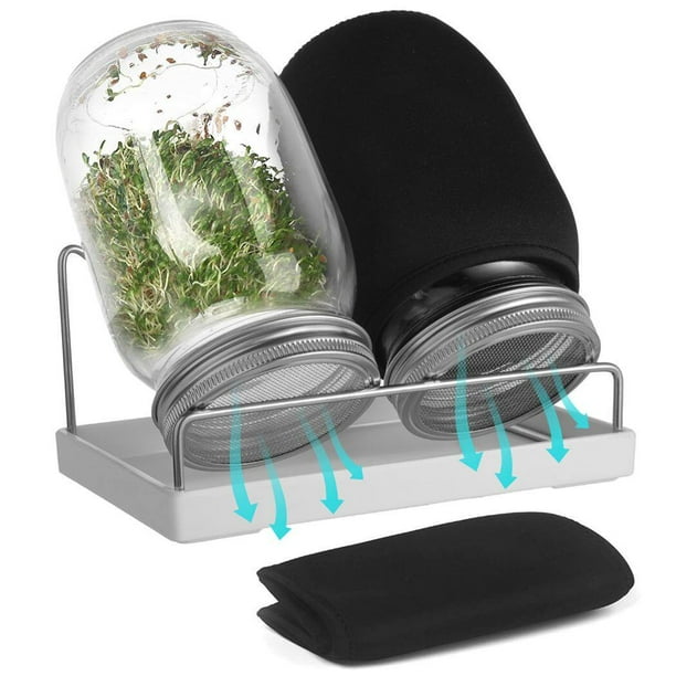 Sprouting Jar Kit, 2PCS Large Seed Sprouter with Screen Lids, Wide ...