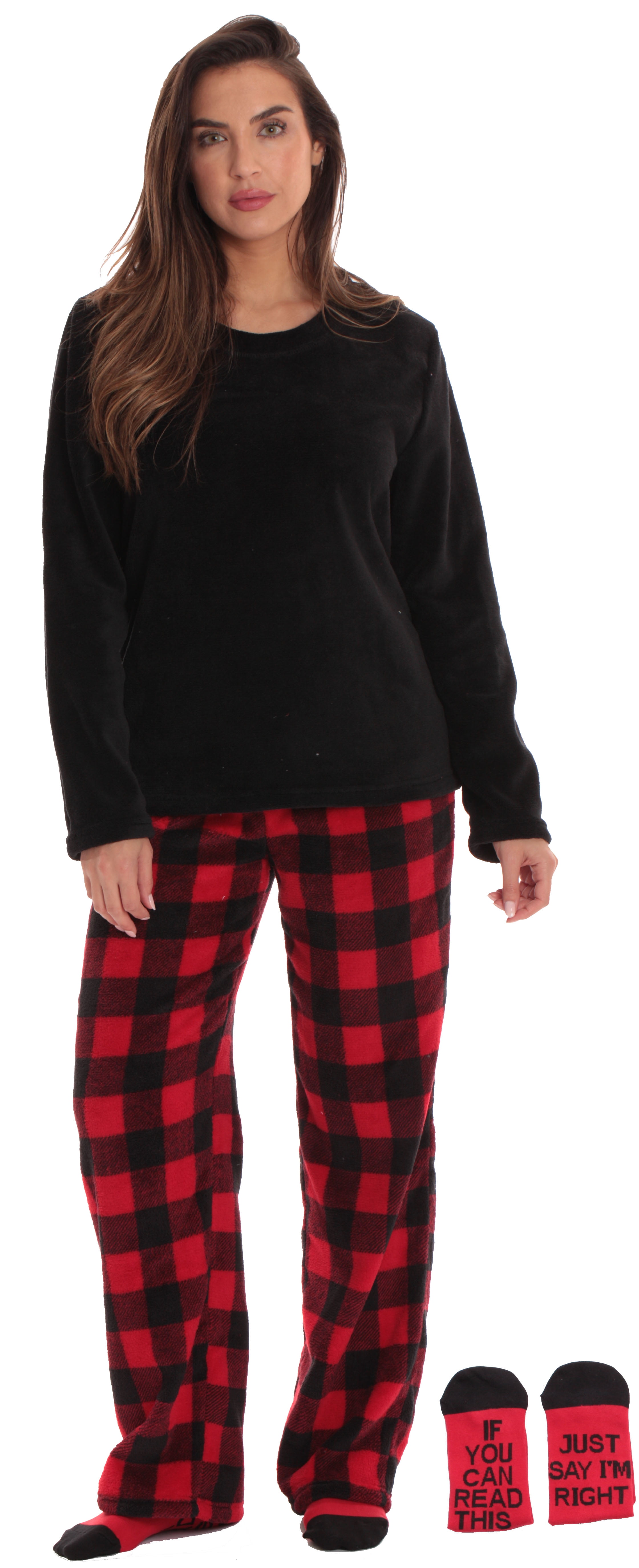 Just Love Just Love Plush Womens Pajama Pant Set With Matching Socks