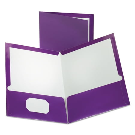 Oxford Two-Pocket Laminated Folder, 100-Sheet Capacity, Metallic Purple ...