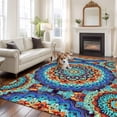 Blue Red Boho Area Rug 8x10 Washable Rug Non Slip Rustic Traditional ...