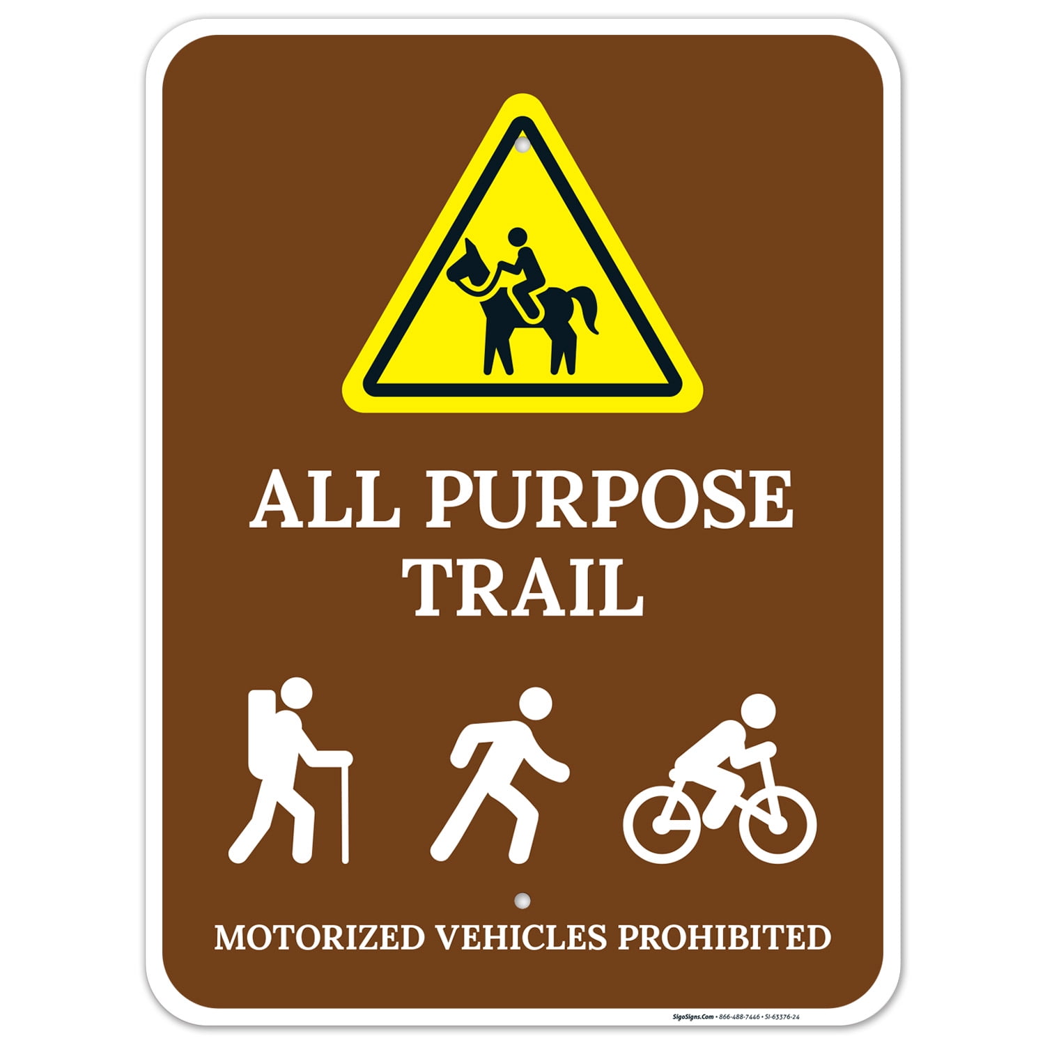 All Purpose Trail Motorized Vehicles Prohibited Sign, - Walmart.com