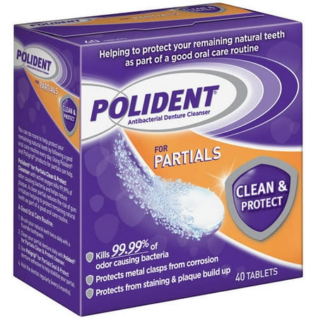 Polident for Partials Antibacterial Denture Cleanser Tablets, 40 count ...