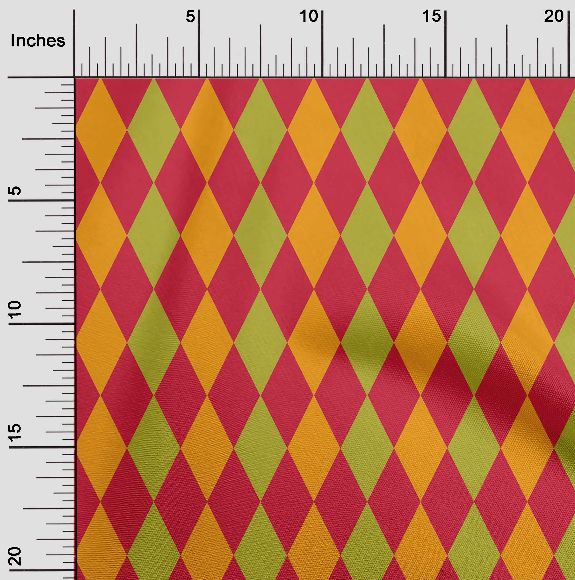 oneOone Viscose Chiffon Bright Red Fabric Argyle Check Quilting ...
