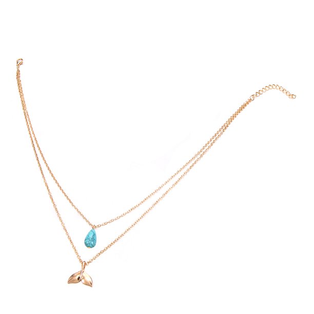 HEVIRGO Double Layers Water Drop Fish Tail Pendants Women Boho Jewelry ...