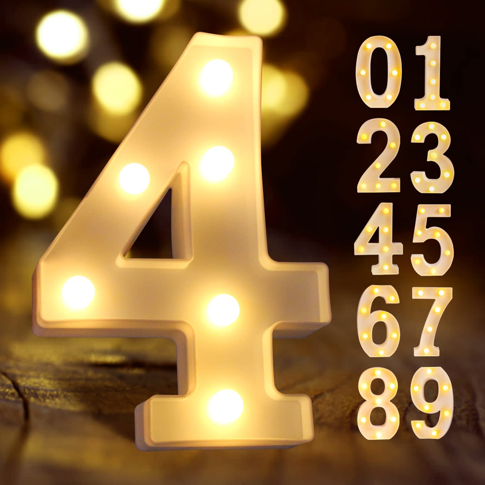 Larger Led Light Up Numbers, Decorative Number Lights Sign for Night ...
