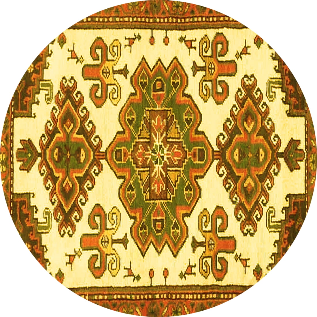 Ahgly Company Indoor Round Persian Yellow Traditional Area Rugs, 8 ...