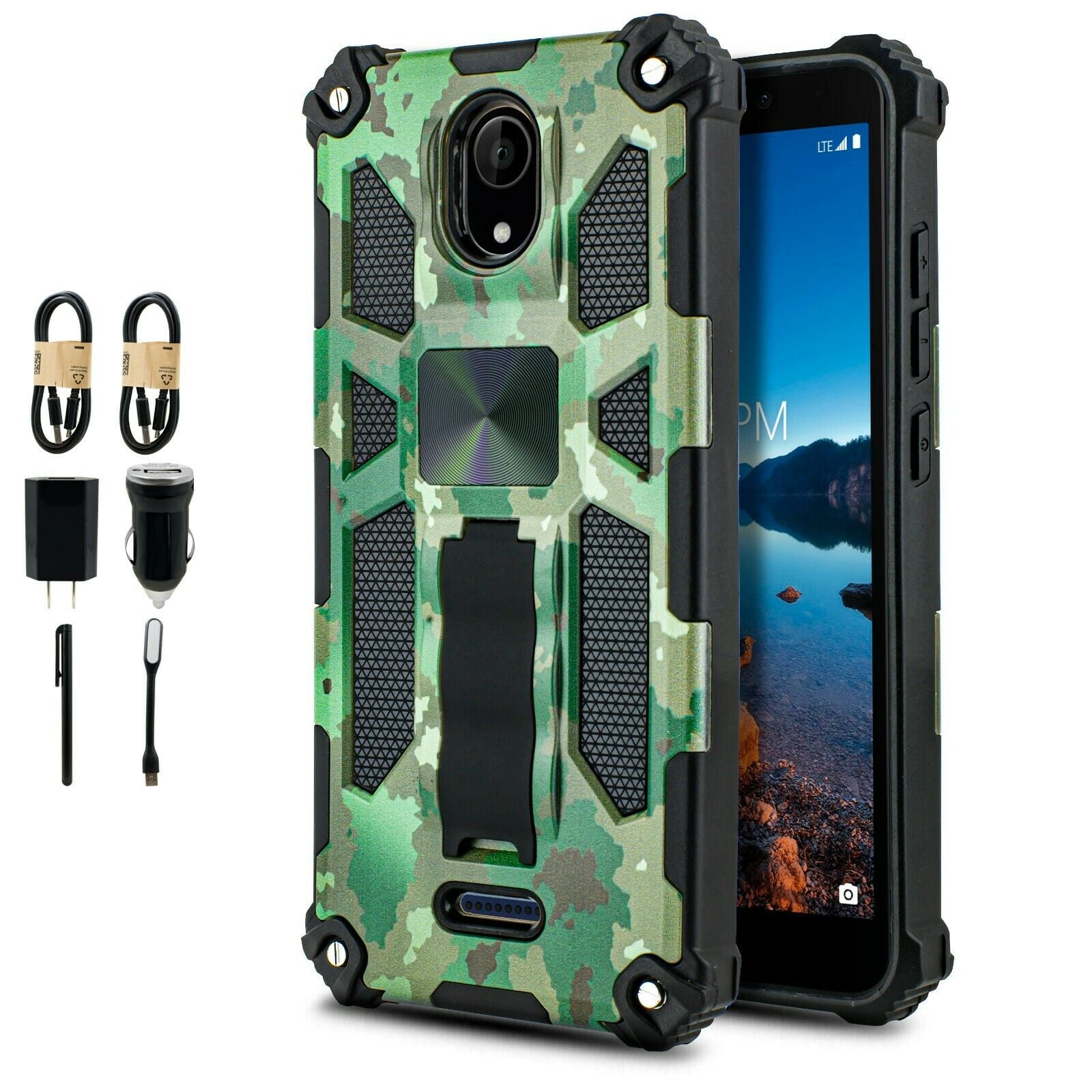 Value Pack + for Cricket Icon 2 with Tempered Glass Hybrid Phone Case ...