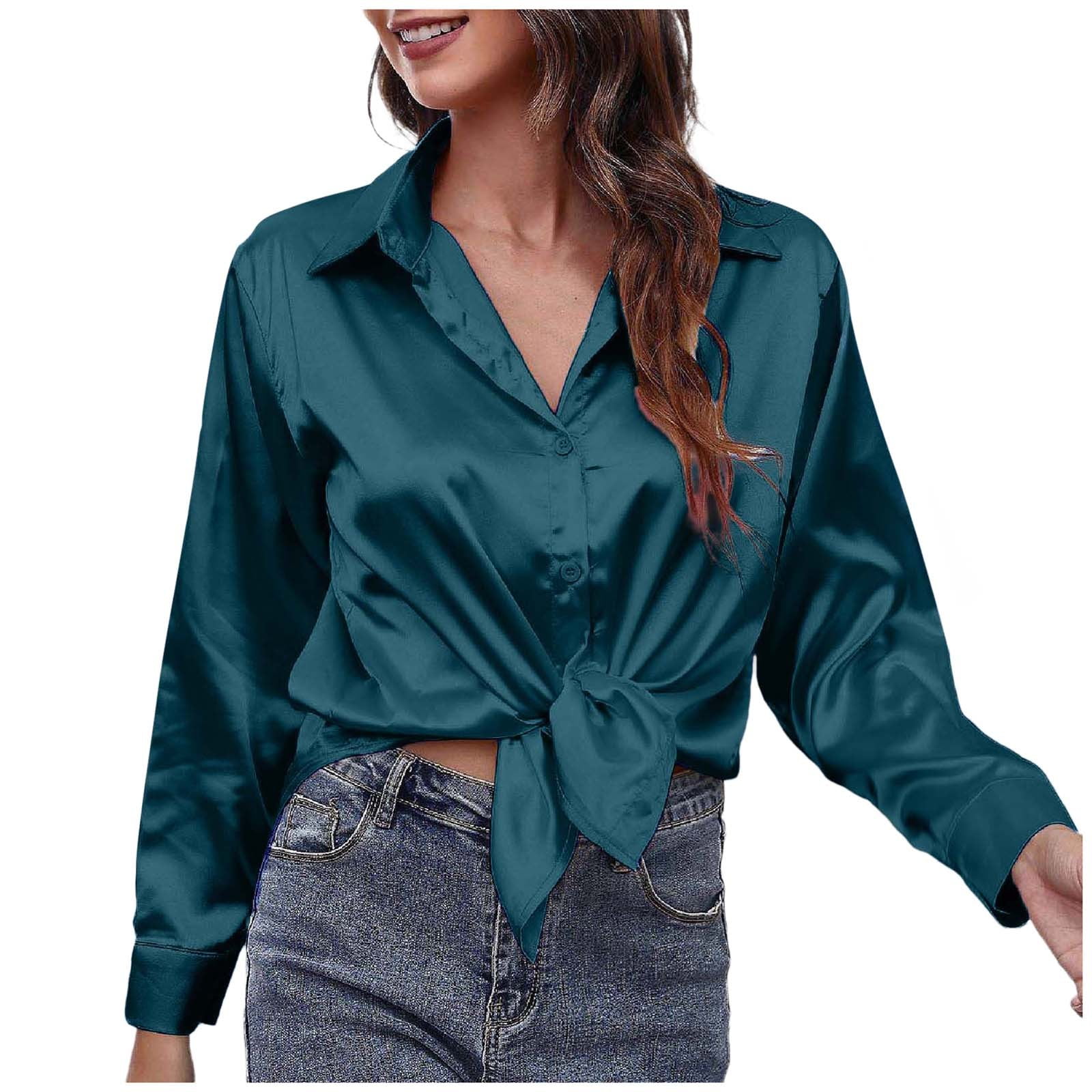 Click here for Awzxde Women Shirts Womens Blouse Satin Silk Shirt... prices