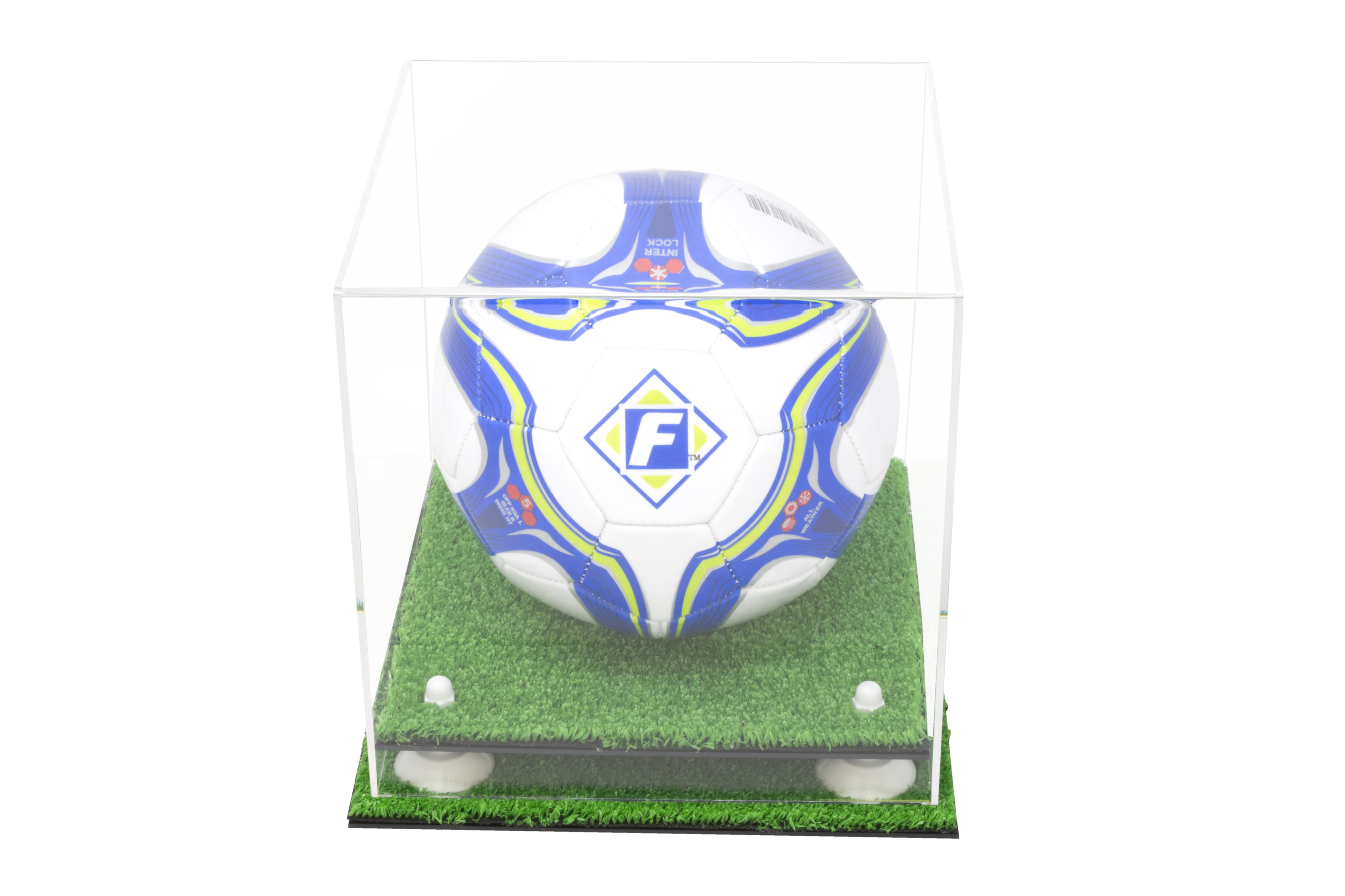 Deluxe Clear Acrylic Soccer Ball Display Case with White Risers and ...