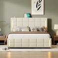 Full Size Linen Upholstered Hydraulic Storage System Bed, Modern ...