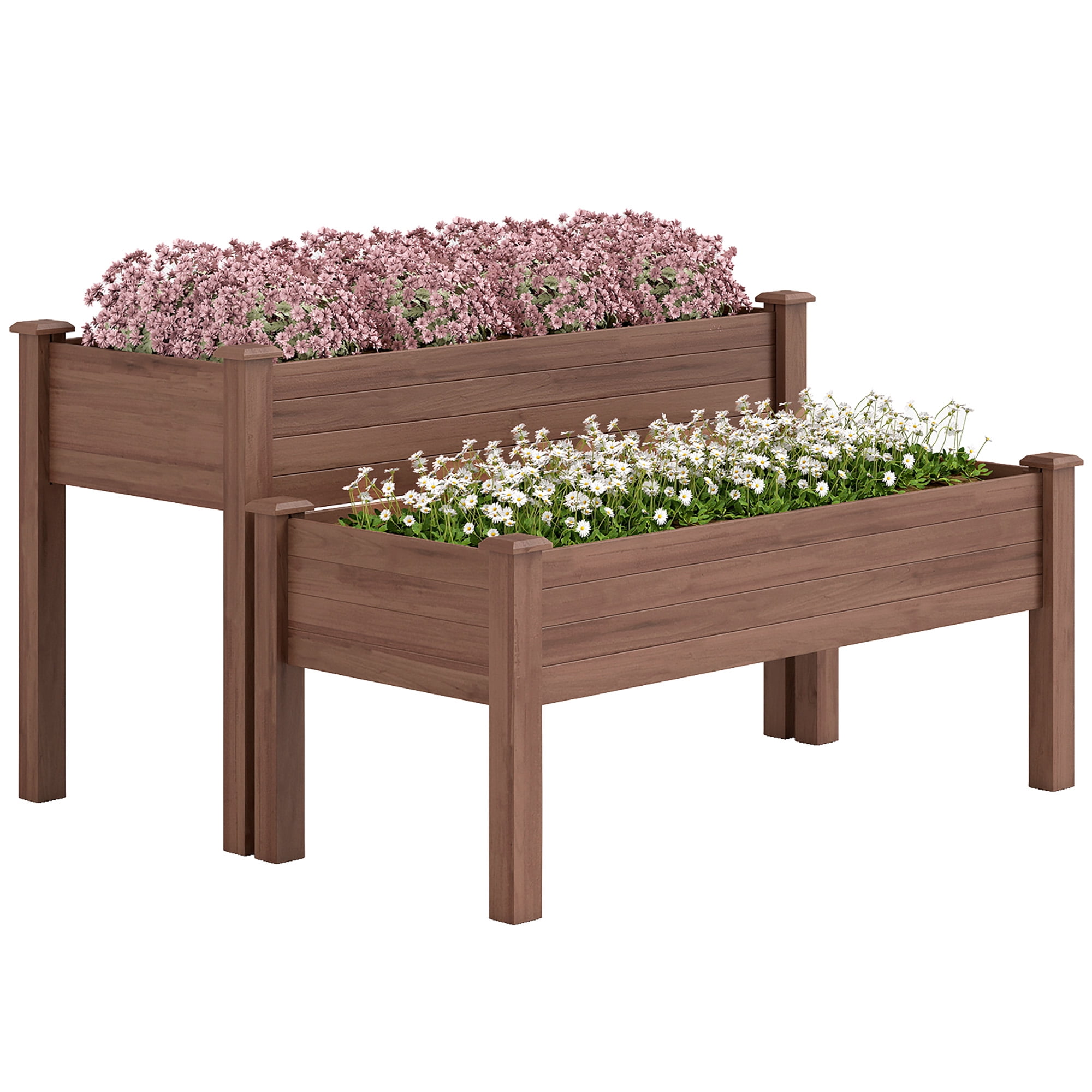 Click here for Outsunny 2 Tier Raised Garden Bed  Wooden Elevated... prices