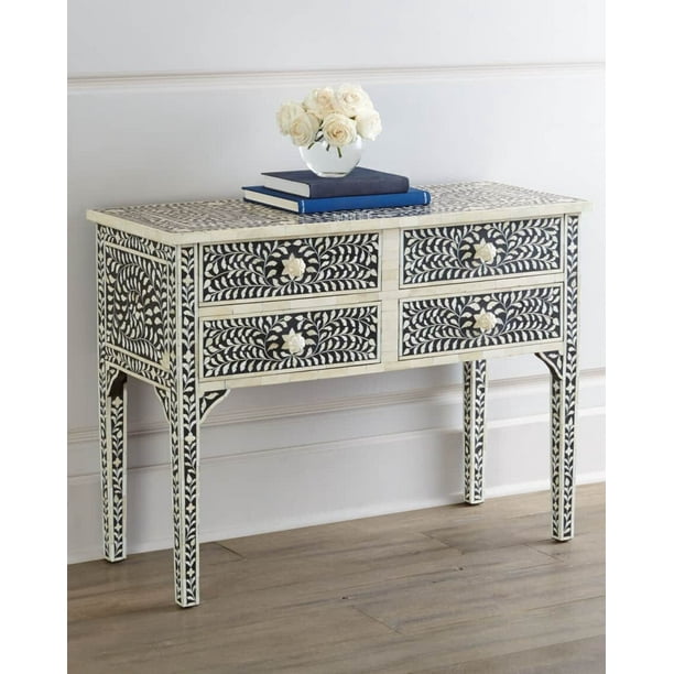 Floral Bone Inlay Hallway Console, bone inlay console, living room bone ...