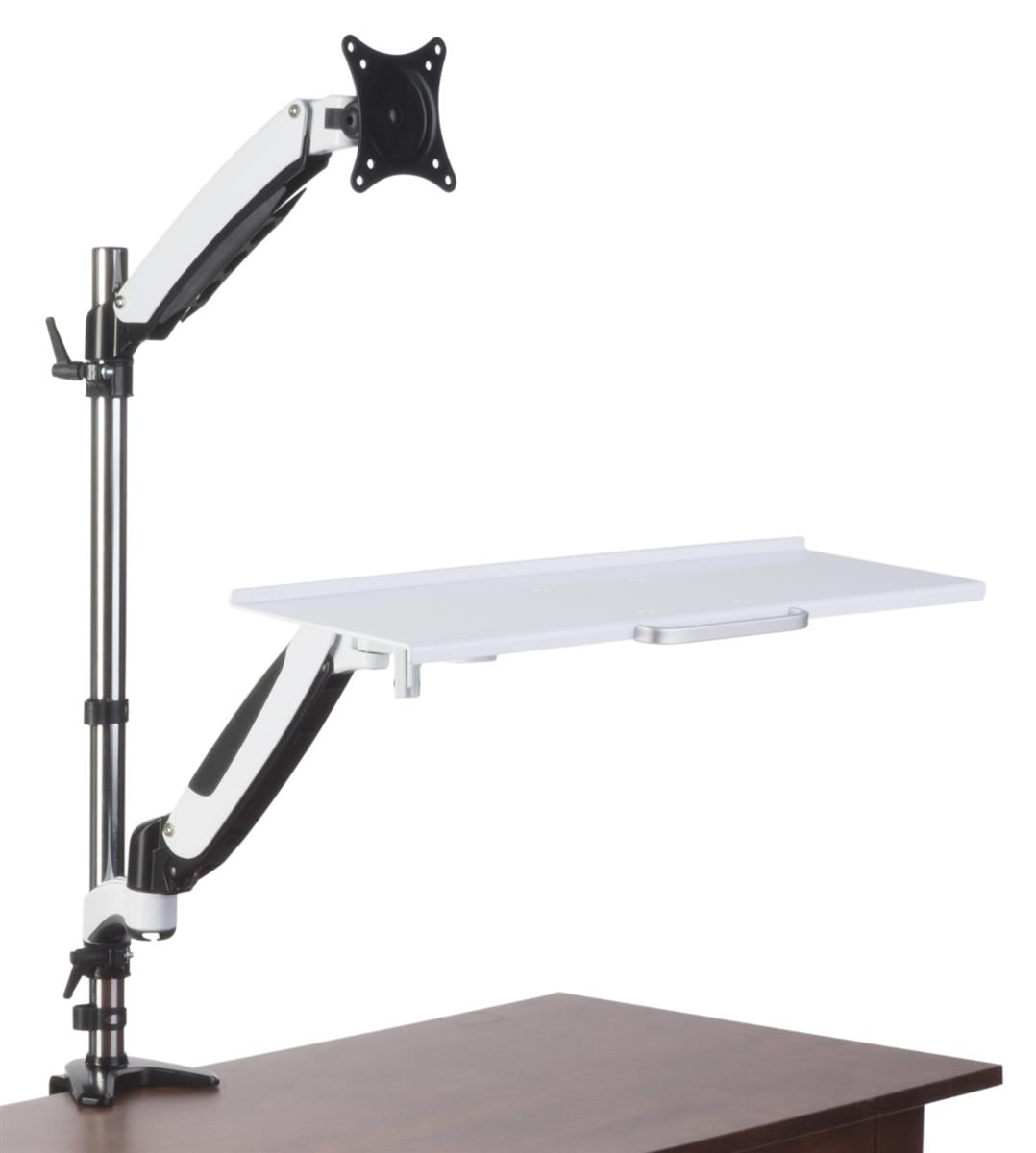 Displays2go Sit Stand Monitor Holder with Tray, Clamp Design ...