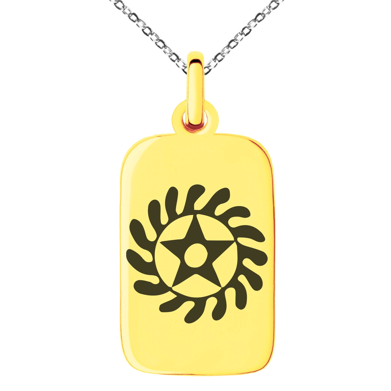 Stainless Steel Aztec Transformation Rune Engraved Small Rectangle Dog ...