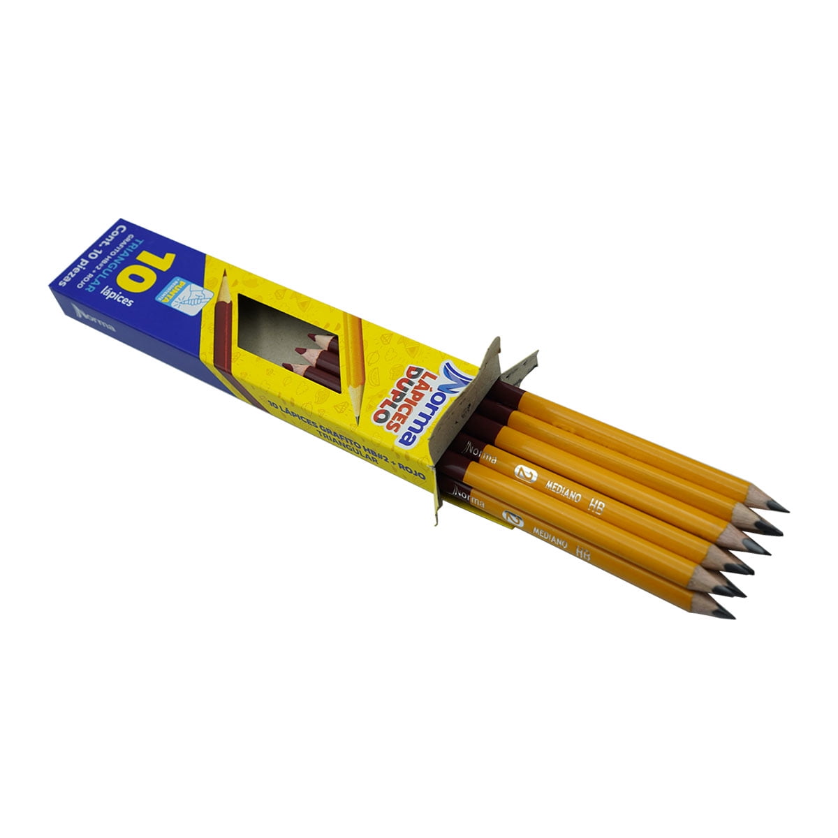 Caja De Lápiz Dúo Triangular Norma Lápiz + Rojo Con 10 Piezas | Bodega Aurrera en línea