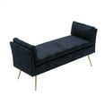 Velvet Accent Bench, Upholstered Living Room Bench with Padded Seat ...