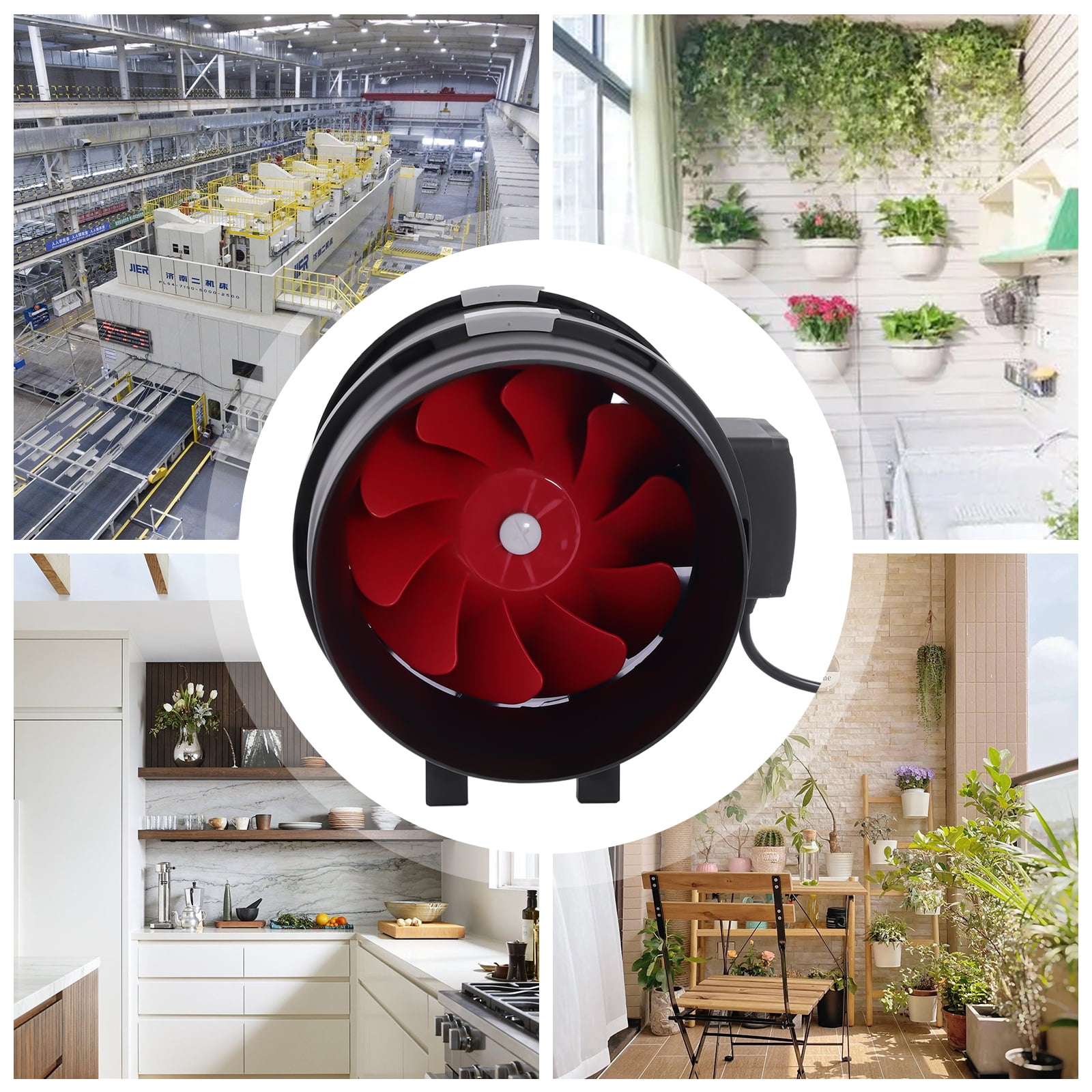 8 Inch 735CFM Inline Fan with Speed Controller, Carbon Filter, and 25 ...