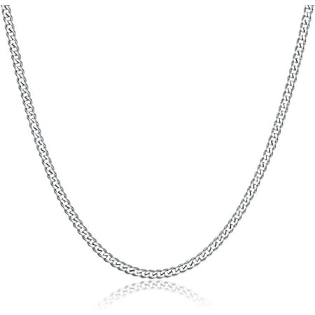 3.5mm Silver Chain For Mens, Cuban Link Chain For Mens Stainless Steel ...