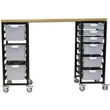 Mobile Workbench Storage Station w/Wood Top -11 StorSystem Trays-Grey ...