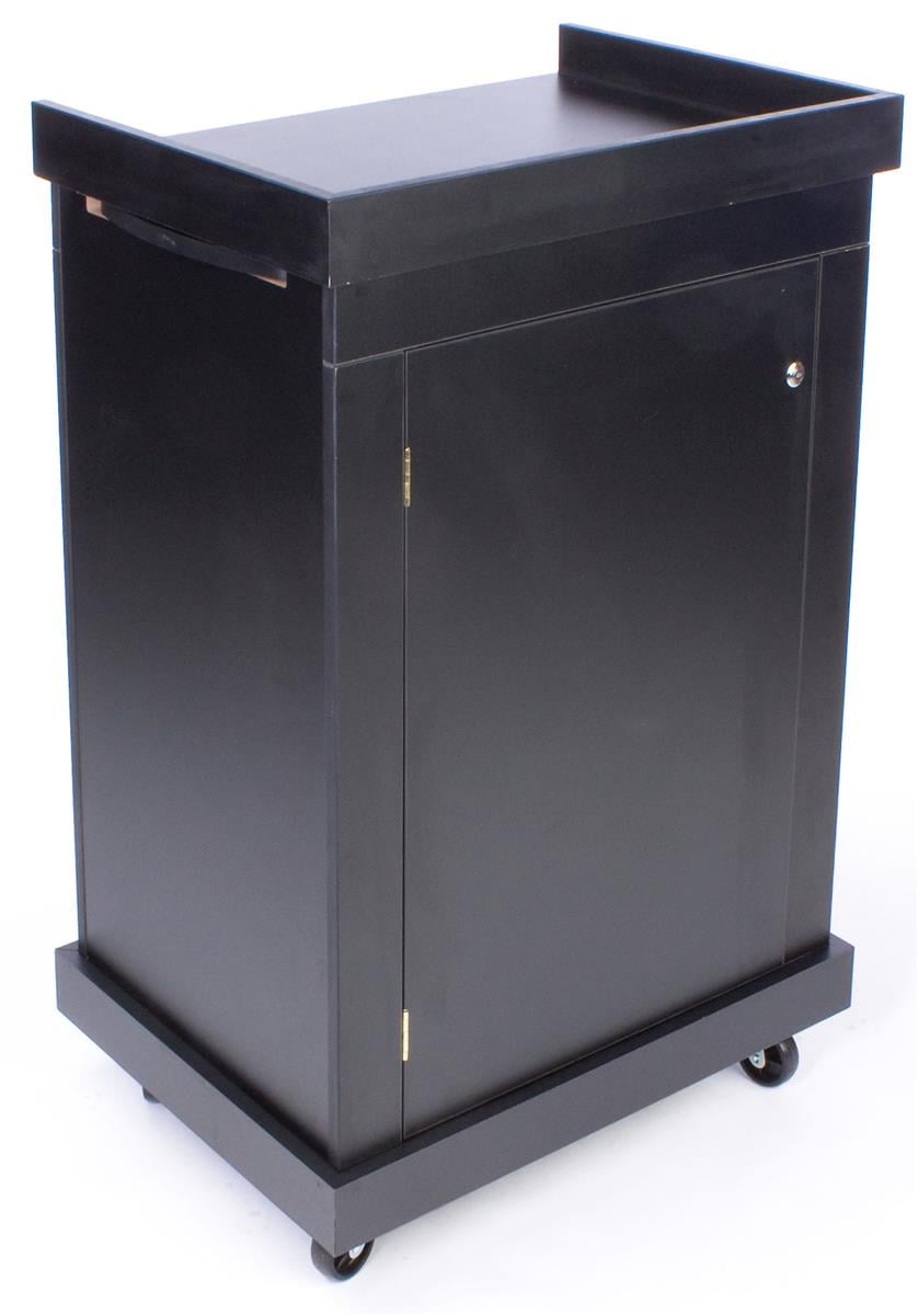 Laptop Station – Wheeled Multimedia Lectern w Locking Storage, Black ...