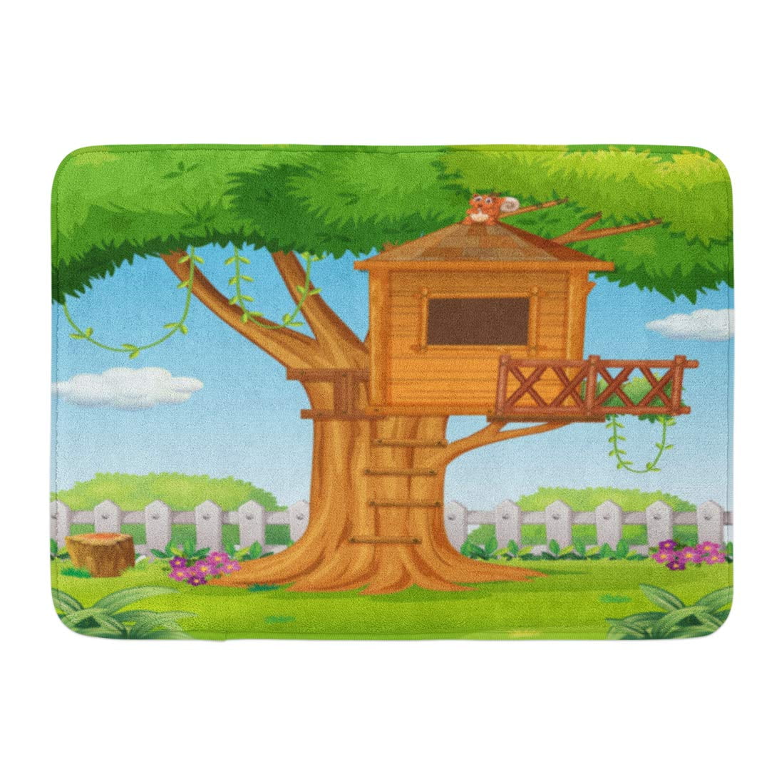 GODPOK Cartoon Green House Treehouse in The Garden Tree Park Rug ...