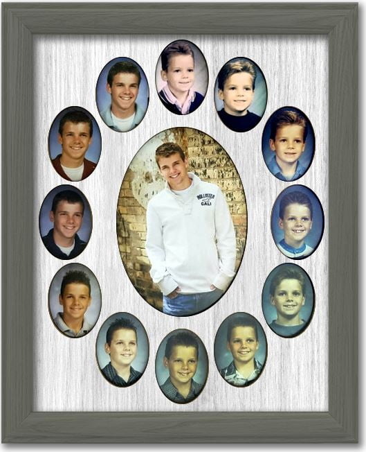 School Years Picture Frame - Oval Collage - Holds 2x3 Wallet Photos - K ...