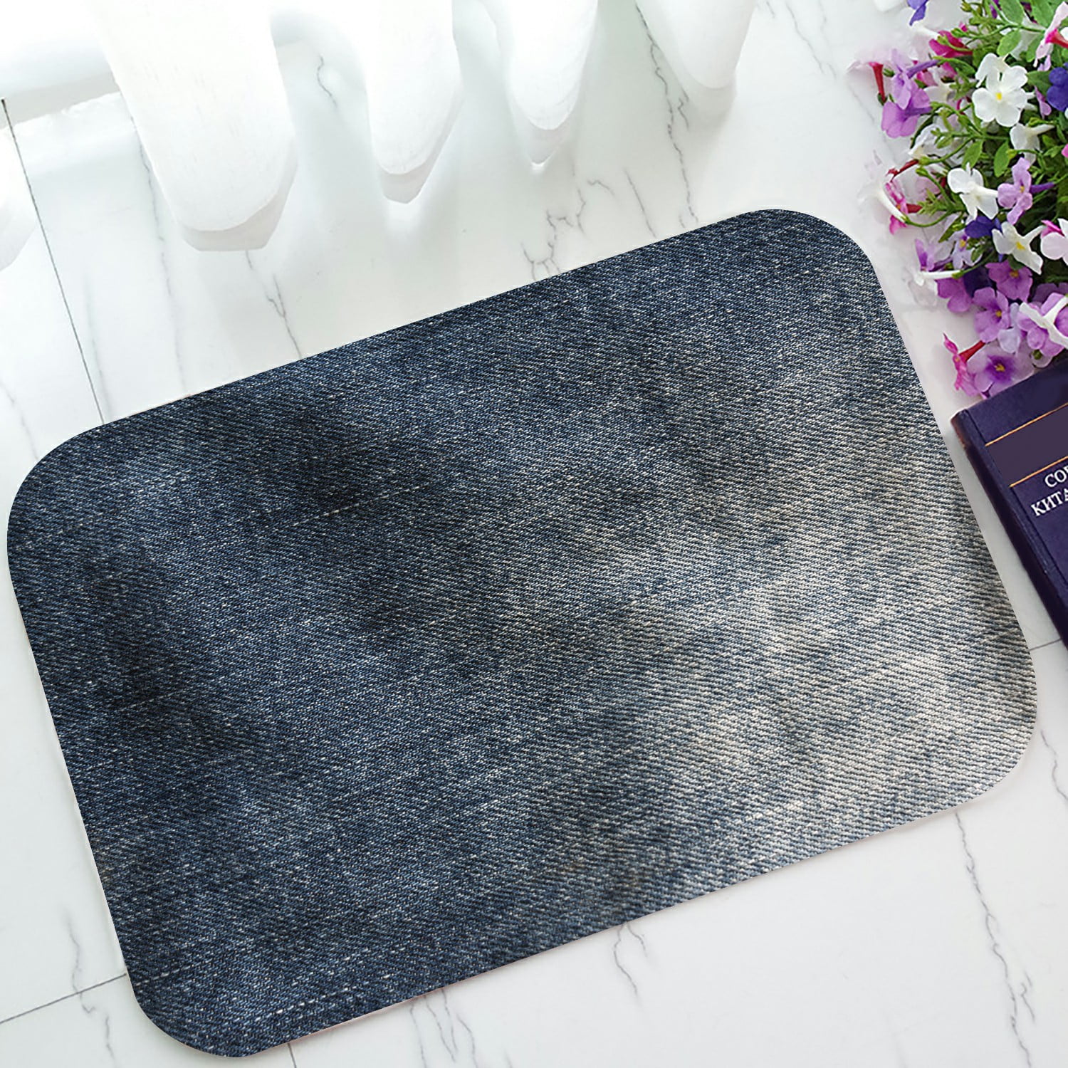ECZJNT Blue jeans cloth texture Welcome Doormat Bath Mat Rug Entrance ...