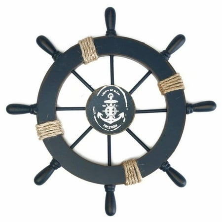 Wooden Ship Wheel Nautical Boat Ship Wheel Wall Decor Dark Blue ...