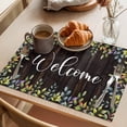 Colorful Leaf Cotton Linen Placemats Set of 8, Welcome Wooden Board ...