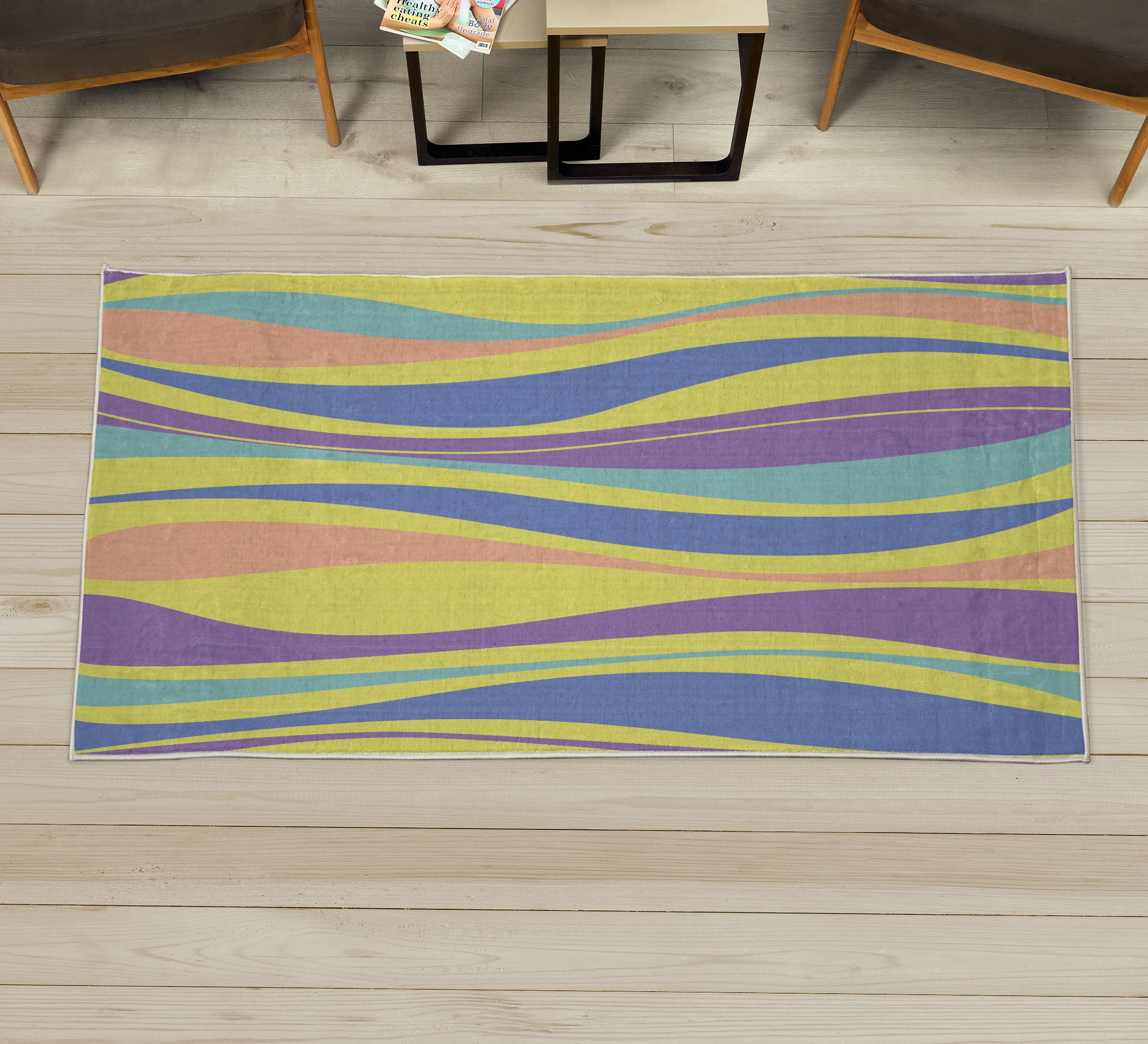 Vintage Decorative Rug, Retro Vibrant Stripes Funky Lines Design ...