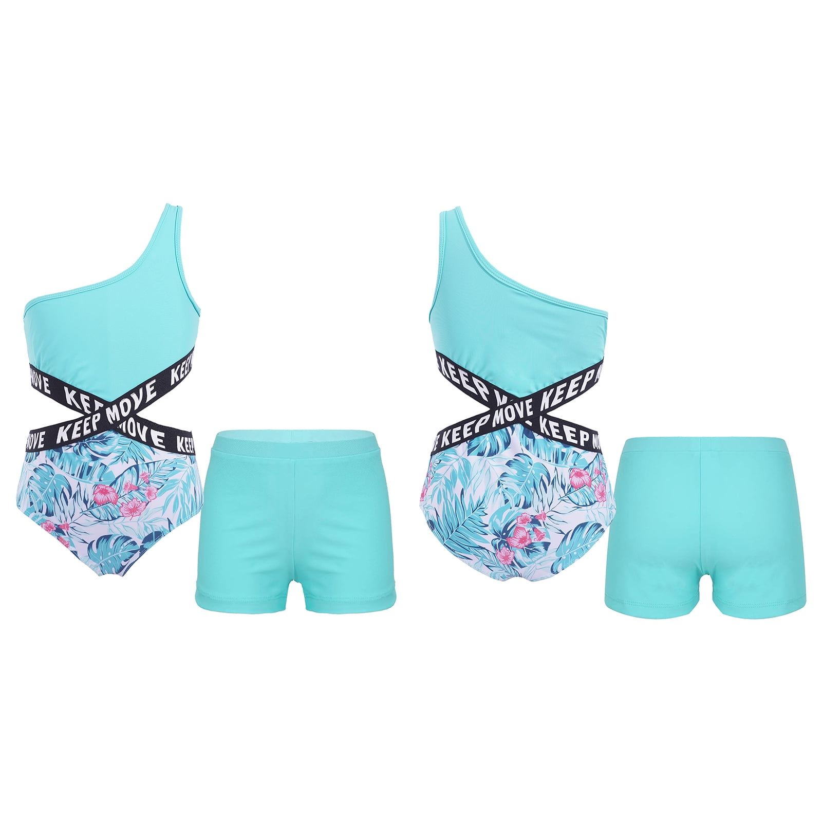 MSemis Kids Girls Swimsuit Bathing Suit Single Shoulder Cutout Swimming ...