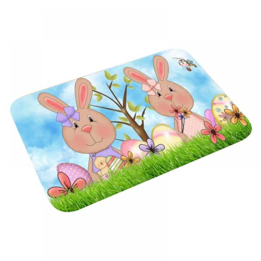 Kitchen Rugs Cute Bunny Festival Carpet Easter Eggs Bath Rug Easter ...