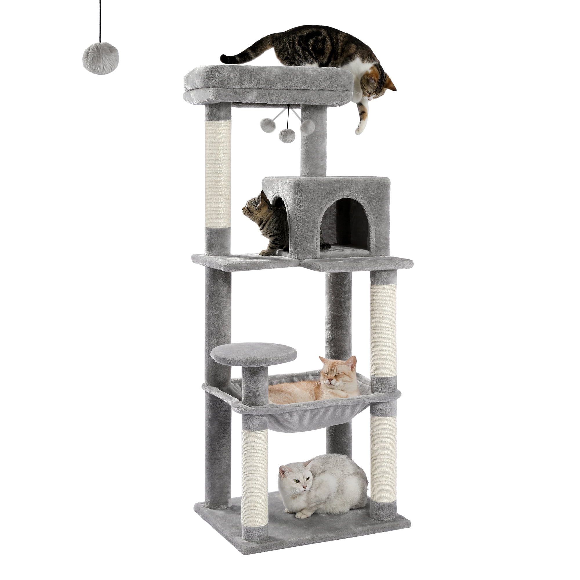 PAWZ Road 56.3" Multi-Level Cat Tree for Large Breed Cat Tower Indoor ...