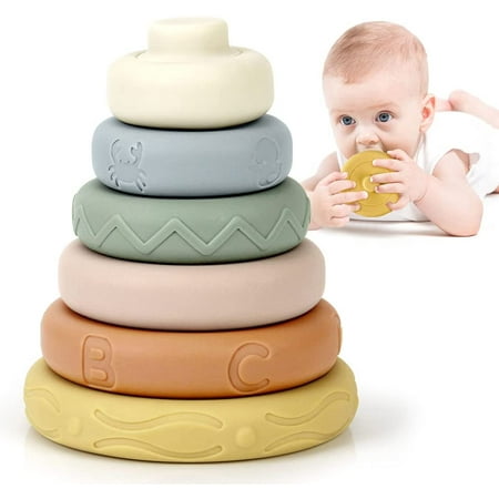 SHTUUYINGG stacking and nesting ring toy, soft ring stacker, 6 block ...