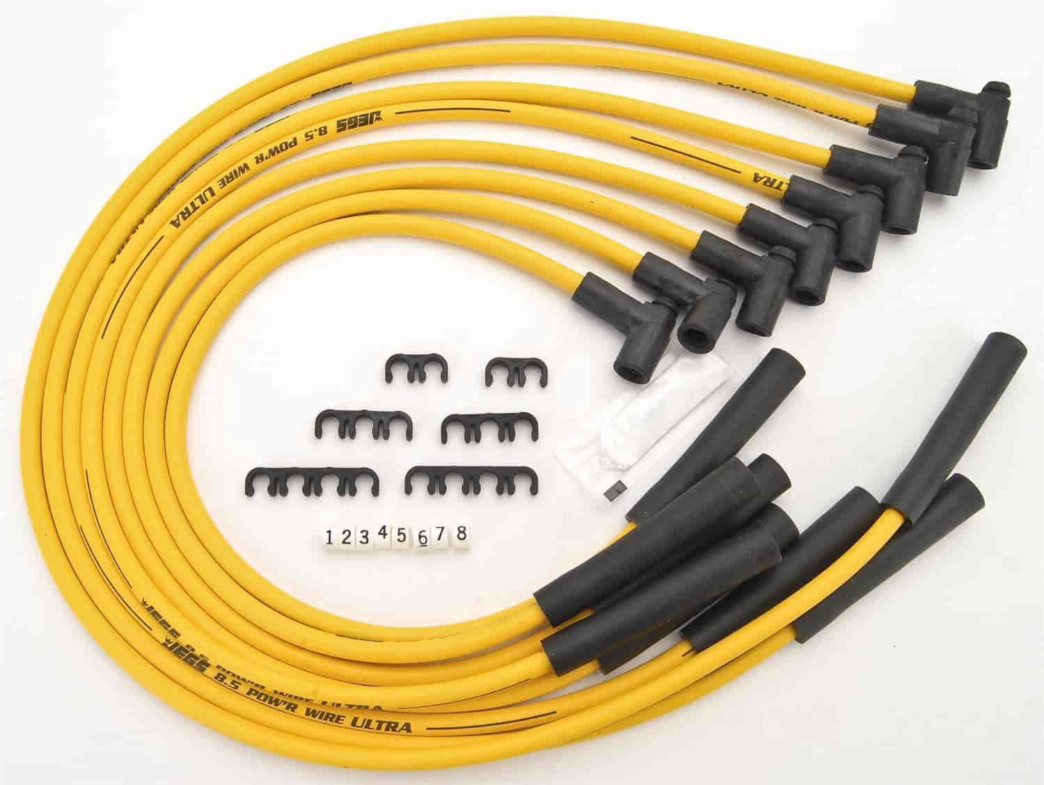 JEGS 40229 8.5mm Yellow Ultra Pow r Wires 1974-86 Big Block Chevy 454 ...