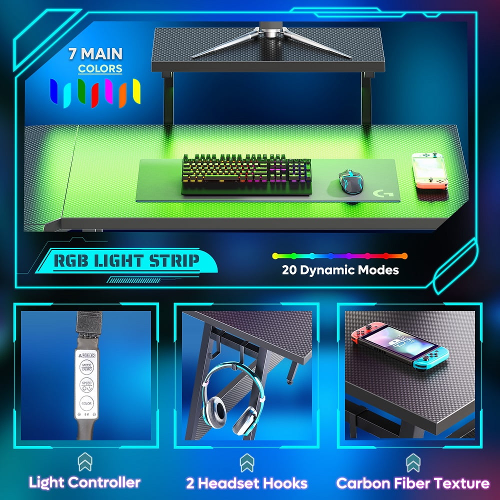 Buy Bestier 51 inch L Shaped Gaming Computer Desk with Monitor Shelf ...