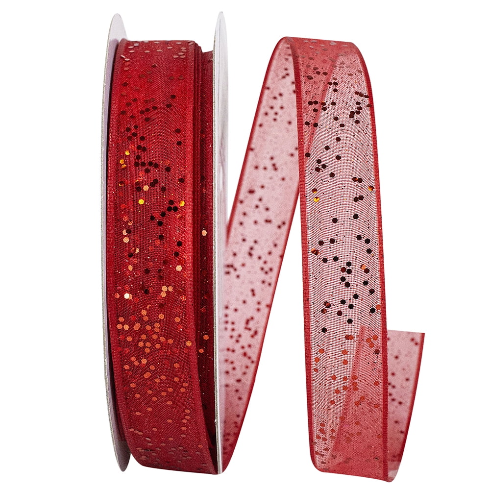 Reliant Ribbon - 25405W-065-03J, Sheer Sparkle Wired Edge Rd Ribbon ...